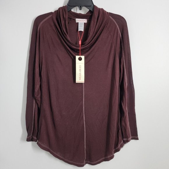 XCVI | Tops | New Xcvi Cowl Neck Size Xs Brown Top Shirt Blouse Long ...